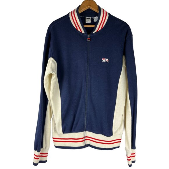Fila | Jackets & Coats | Vintage Borg Settanta Mk Track Top In Navy Red ...